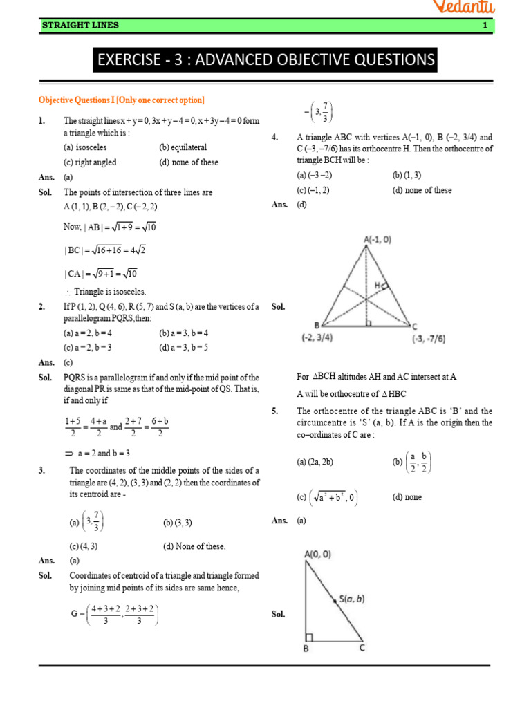 Straight Lines EX-3 | PDF | Triangle | Line (Geometry)
