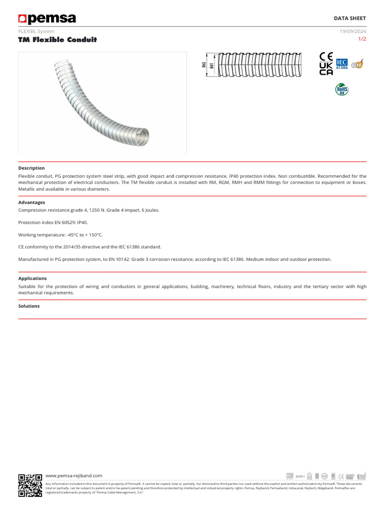 TM Flexible Conduit Data Sheet | PDF | Amorphous Solid | Mechanical ...