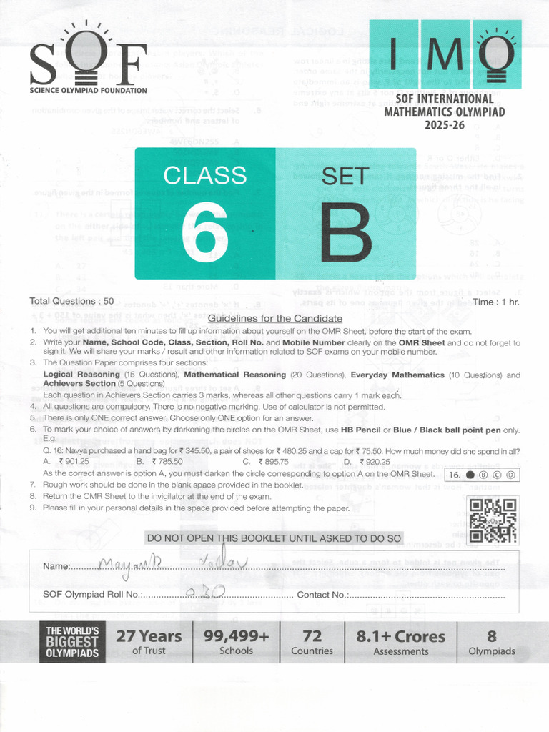 Class 6 IMO 25-26 | PDF