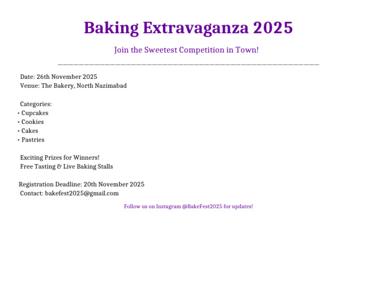 Baking Competition Pamphlet | PDF