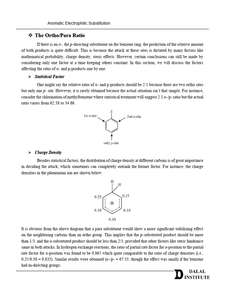 Ortho/Para Product Ratios in Electrophilic Substitution | PDF ...
