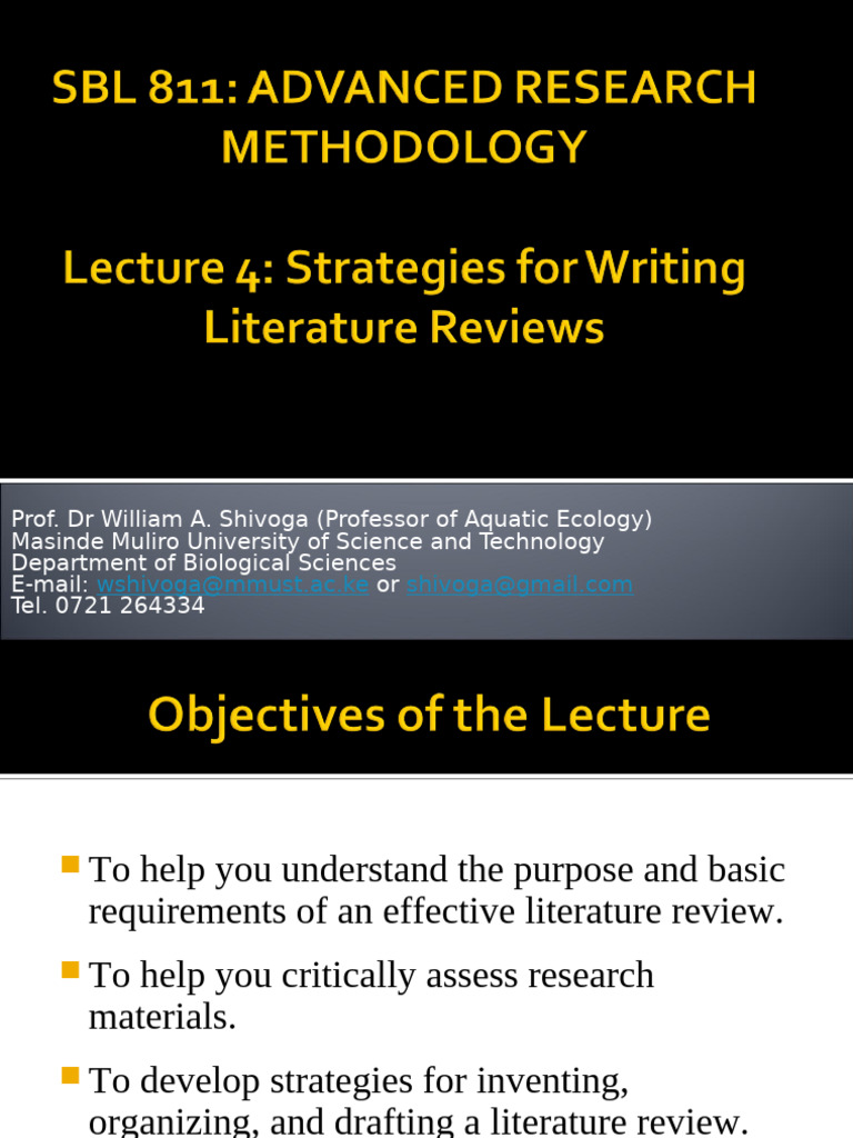 Lecture 4 - Strategies For Writing Literature Review | PDF ...