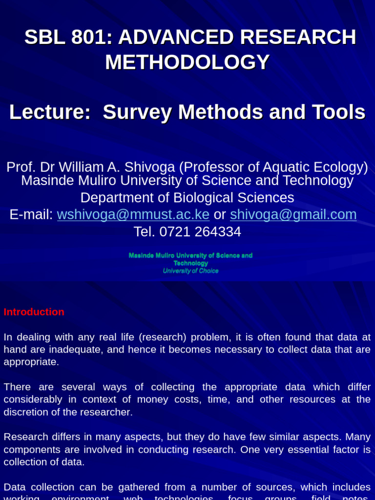 Advanced Survey Research Methods | PDF | Survey Methodology | Questionnaire