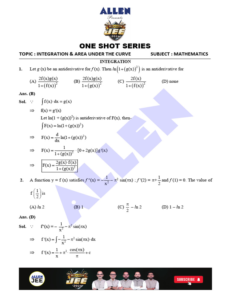Allen integration full notes and dpps(questions and answers) for jee ...