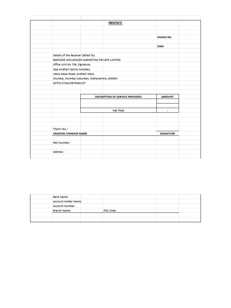 Barcode Invoice Format (1) (1) .XLSX - Sheet1 | PDF