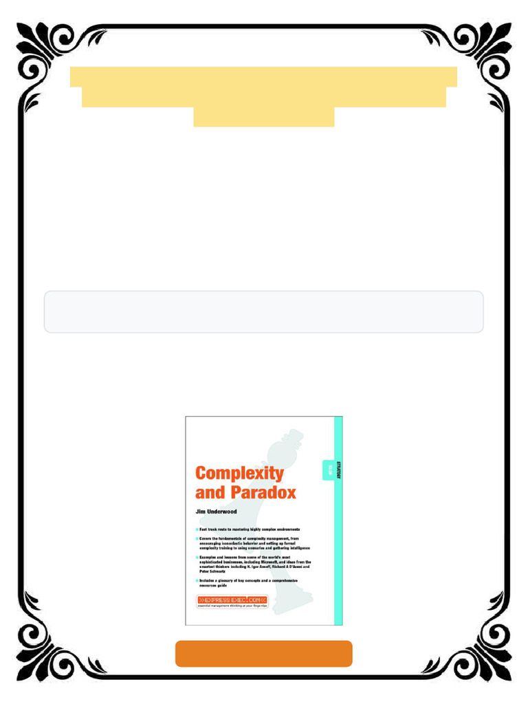 Complexity Paradox Express Exec 1st Edition Jim Underwood ebook direct pdf access | PDF | Theory ...