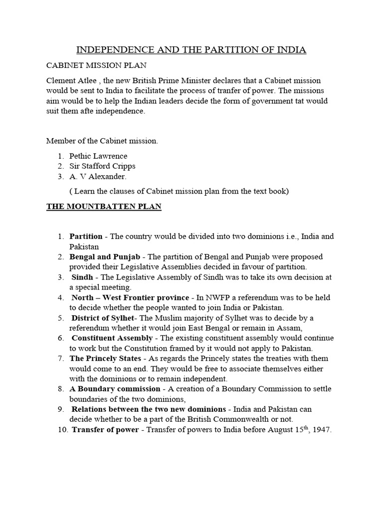 India-Pakistan Partition Plans Explained | PDF | Partition Of India ...