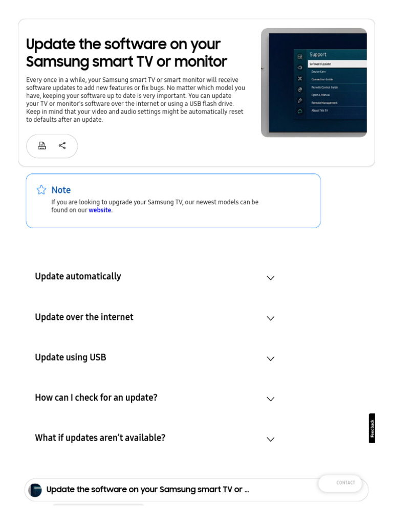 Update The Software On Your Samsung Smart TV or Monitor | PDF ...