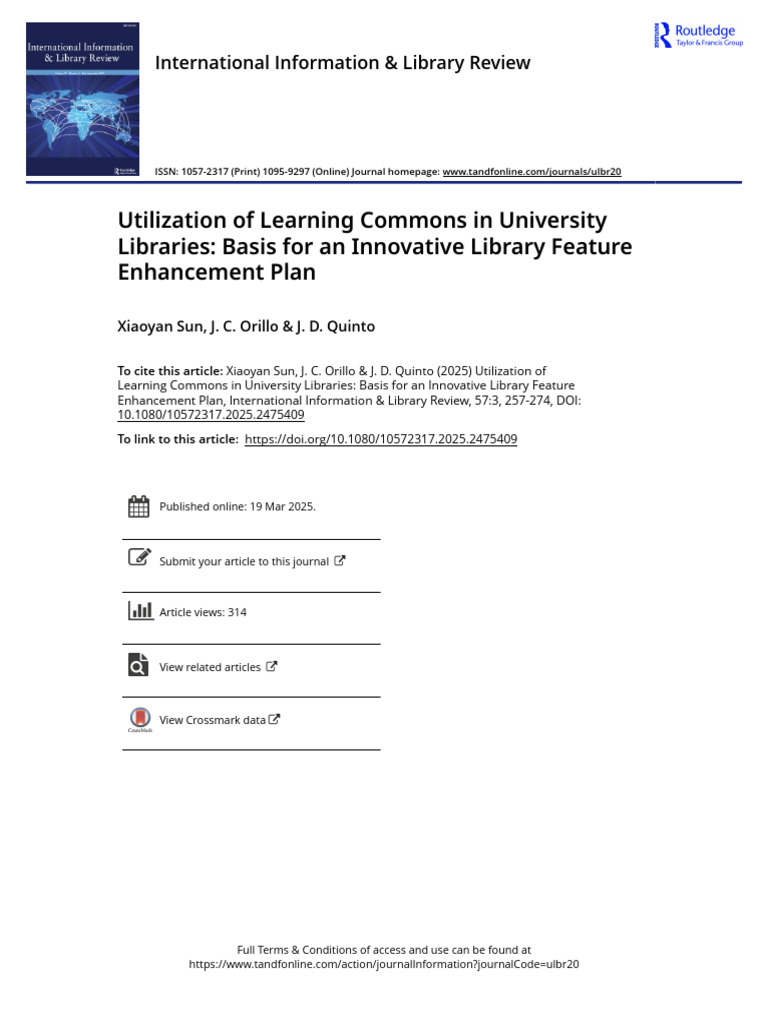 Utilization of Learning Commons in University Libraries Basis For An ...