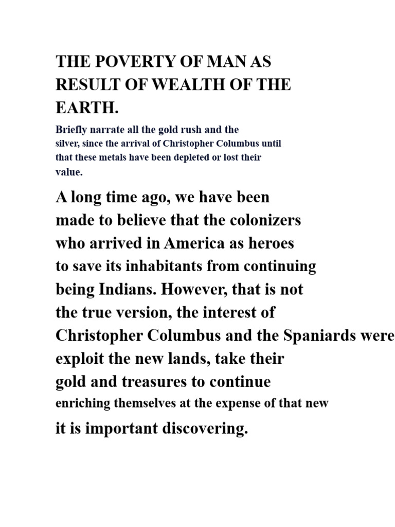 1 The Poverty of Man As A Result of The Wealth of The Earth | PDF ...