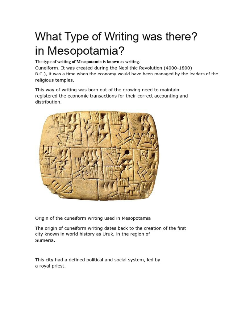 What Type of Writing Was There in Mesopotamia? | PDF | Writing | Cuneiform