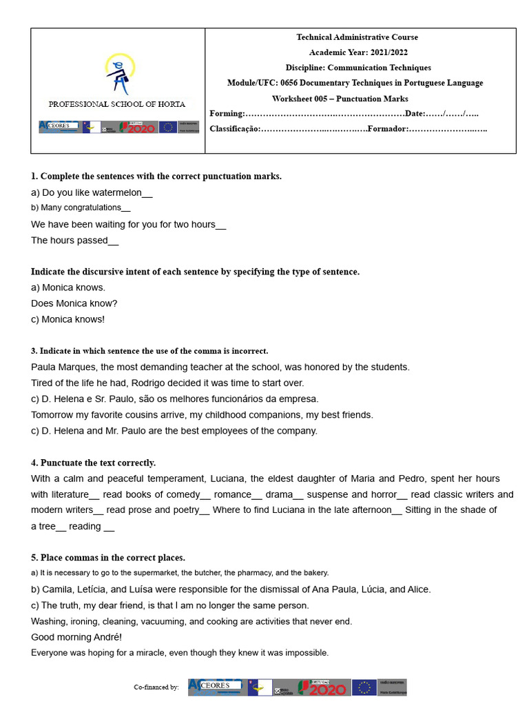 Worksheet 005 - Punctuation Marks | PDF | Ellipsis | Punctuation