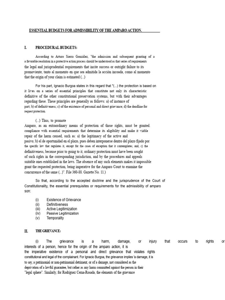 Procedural Budgets Admissibility of Amparo | PDF | Jurisdiction | Justice