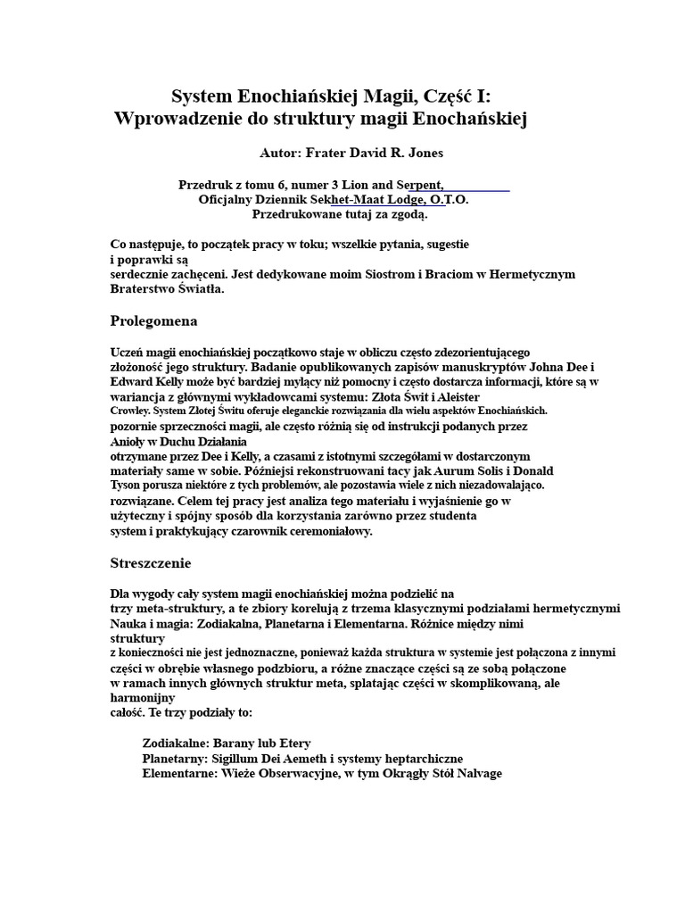 System Enochańskiej Magii | PDF