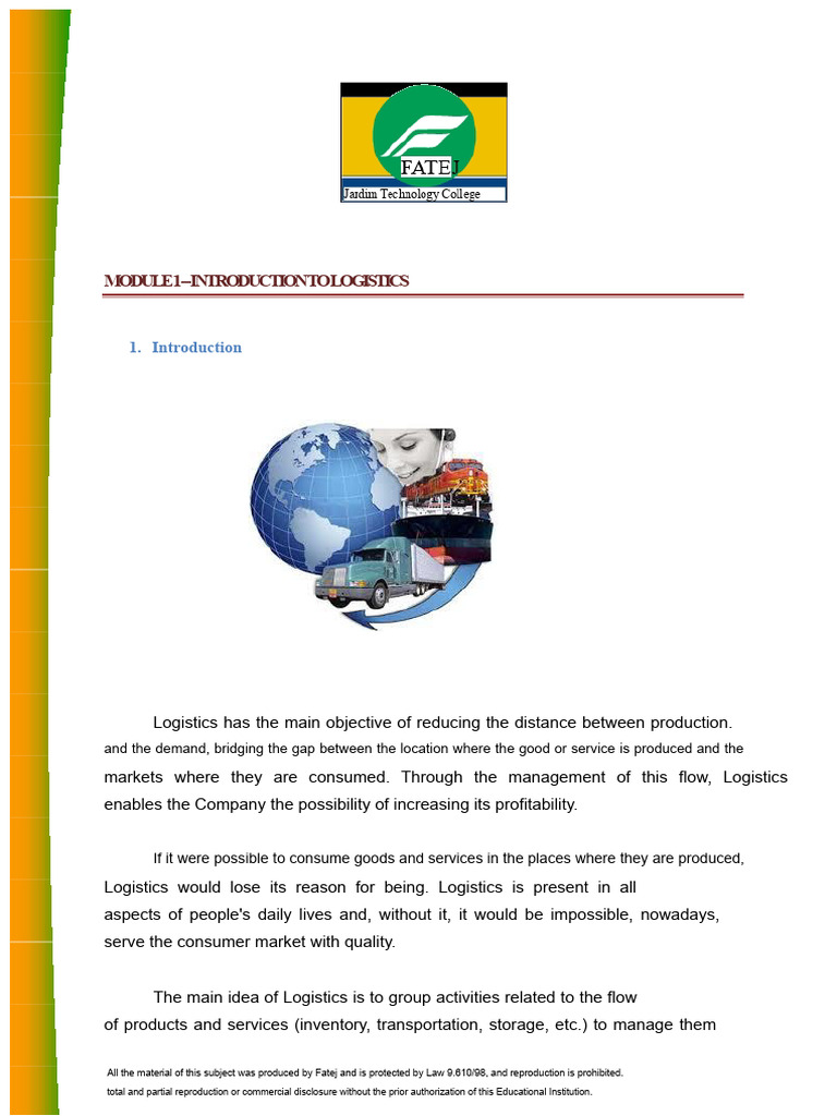 01-Module 1- Introduction to Logistics | PDF | Logistics | Goods