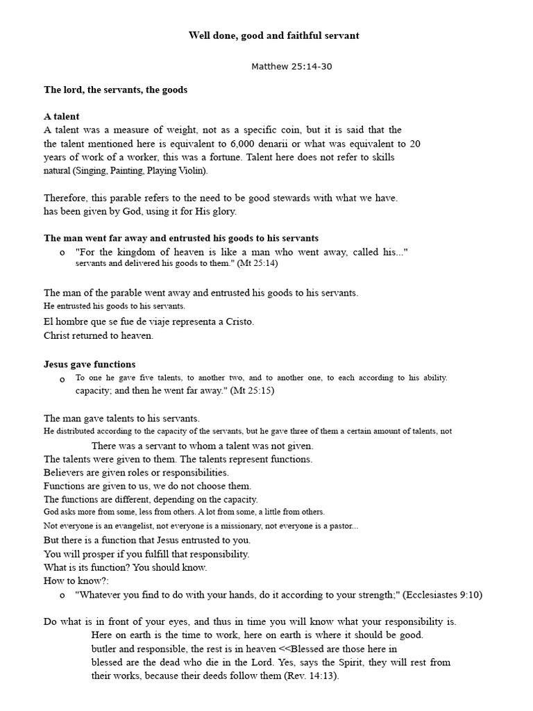 Parable of the talents | PDF | Glory (Religion) | Religious Belief And ...