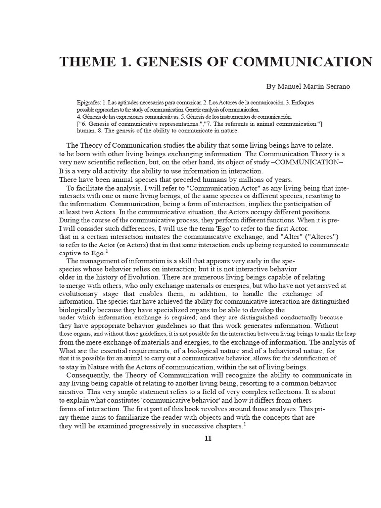 Topic 1. Genesis of Communication. | PDF | Communication | Perception