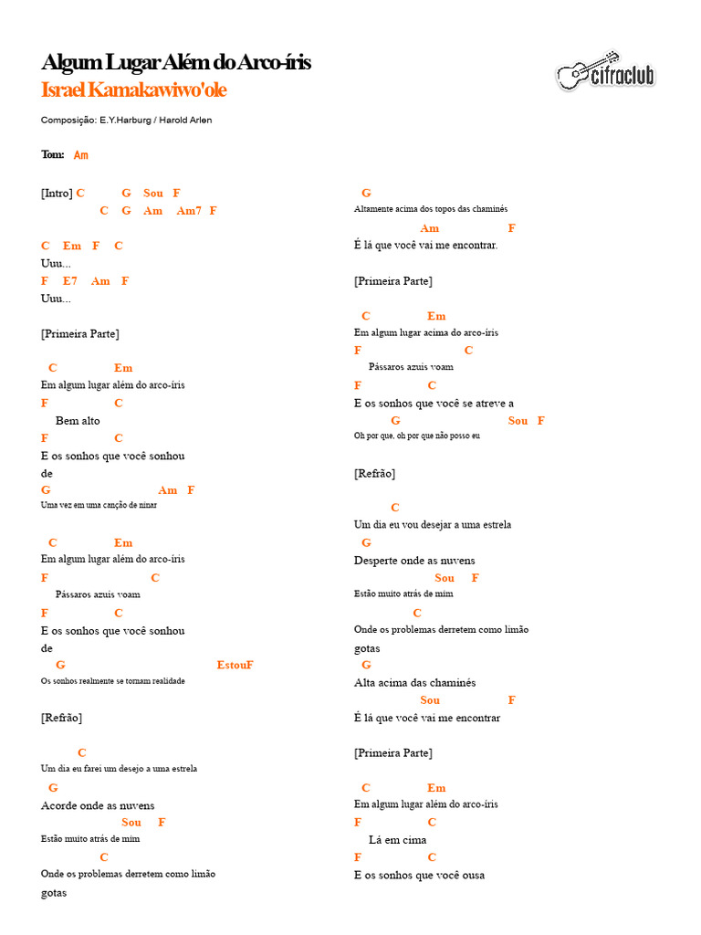Letra de "Somewhere Over the Rainbow" | PDF | Singles (música) | Música