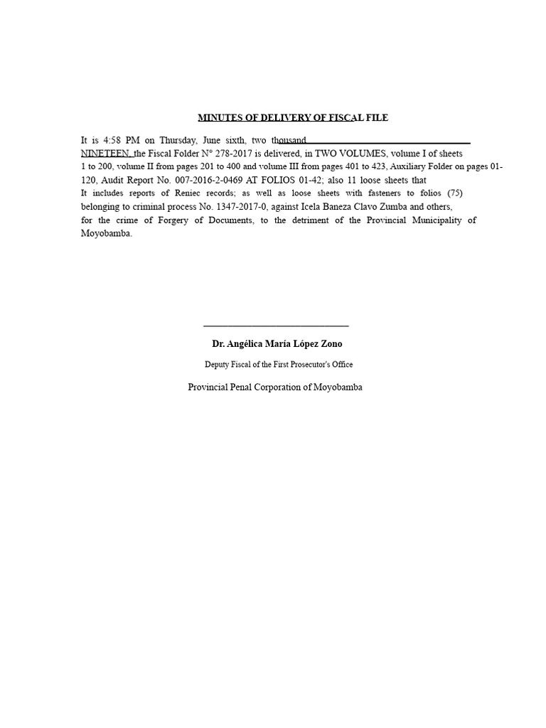 Act of Delivery of Fiscal File | PDF