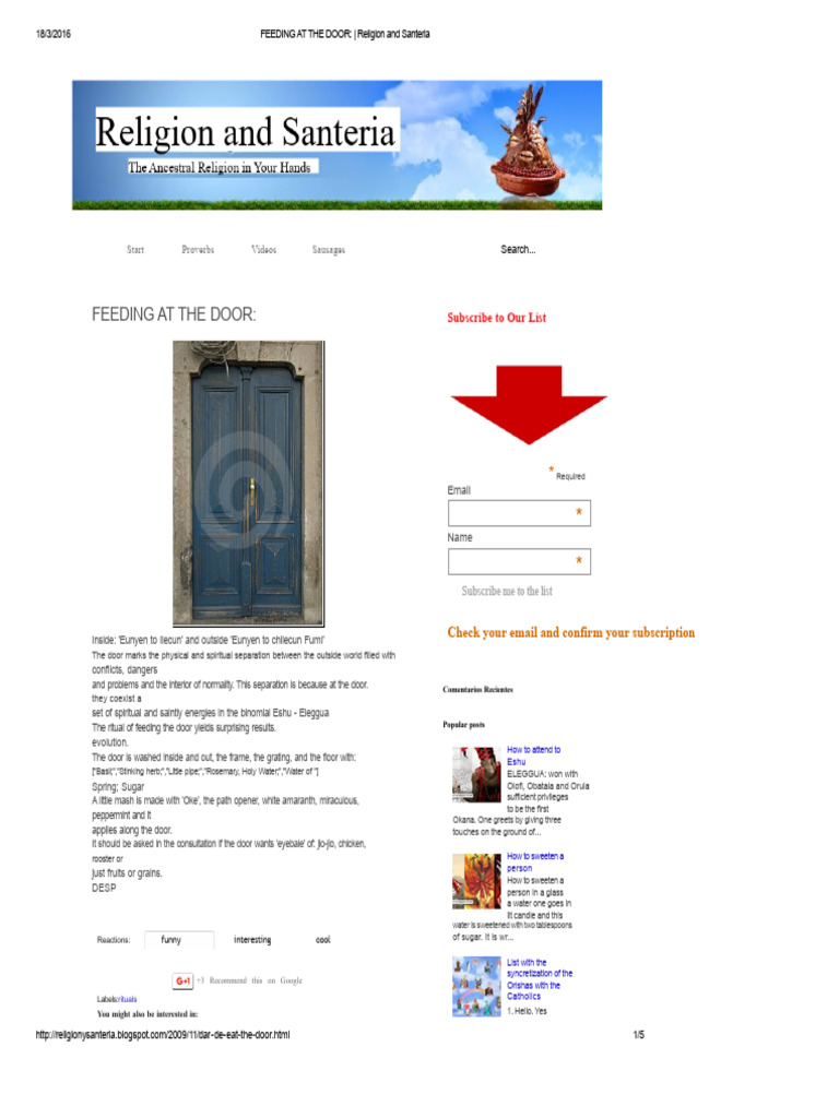 Feeding Rituals in Santeria Practices | PDF | Santería