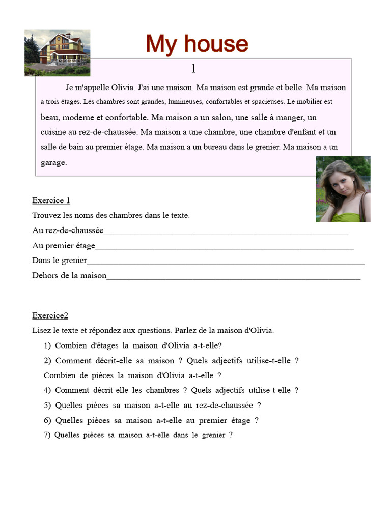 Maison d'Olivia : Description et Mobilier | PDF | Salle à manger | Accueil