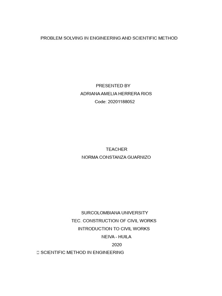 Problem Solving in Engineering and The Scientific Method | PDF ...