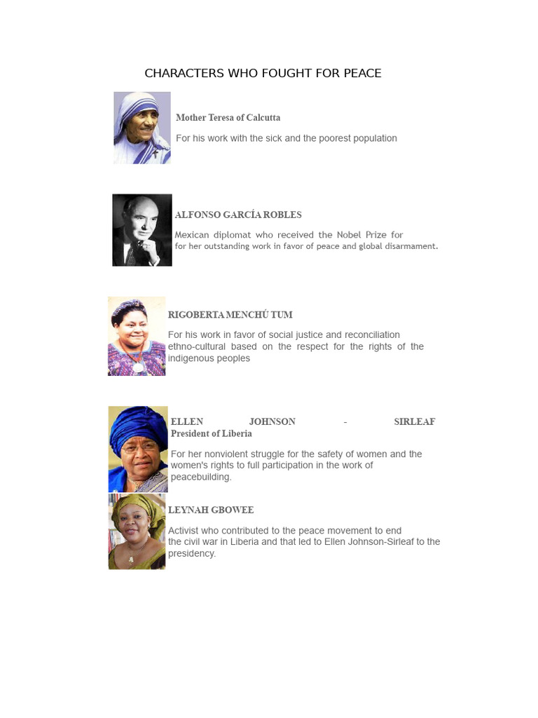 Peace Advocates: Notable Figures | PDF