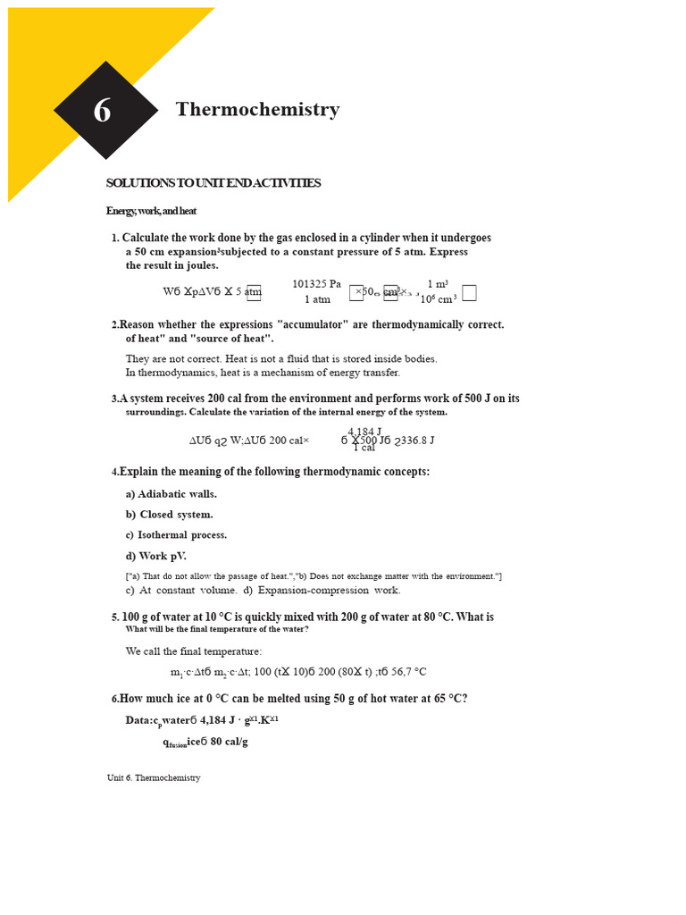 Solved Problems of Thermochemistry (ANAYA) | PDF | Heat | Enthalpy