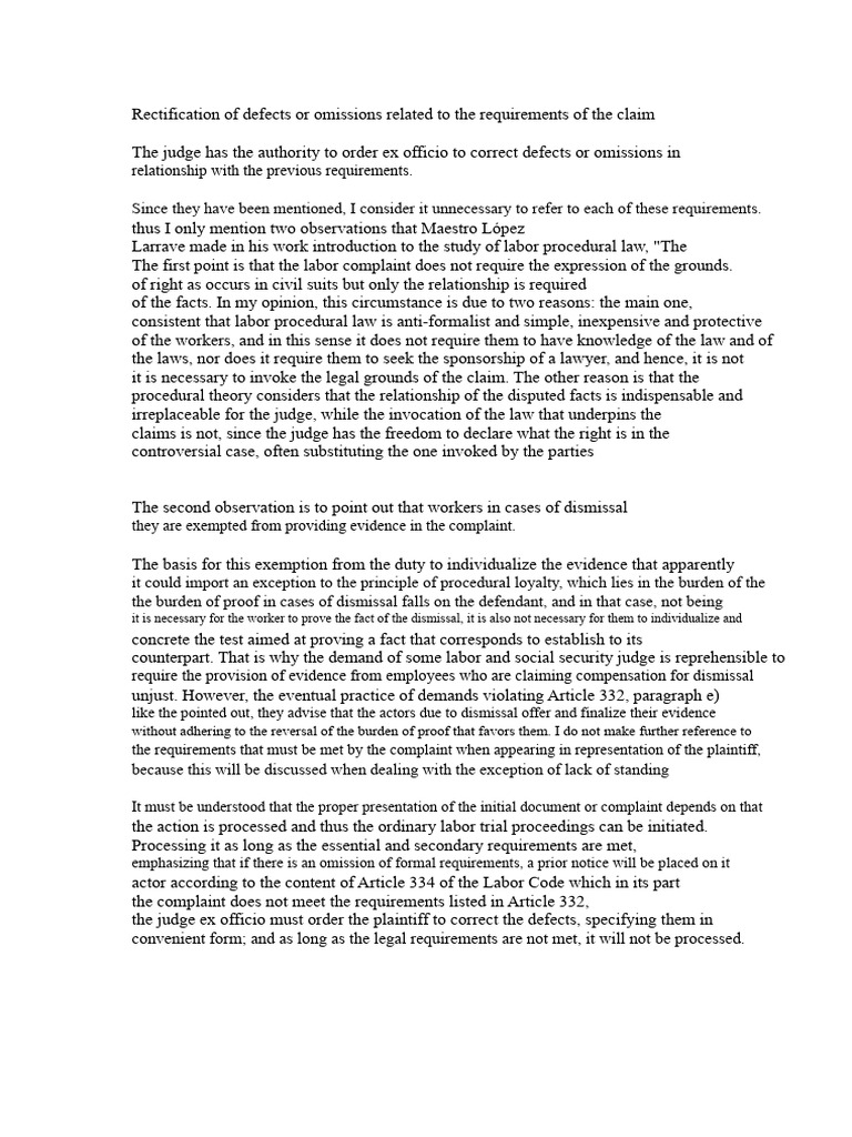 Correction of Defects or Omissions Regarding The Requirements of The ...