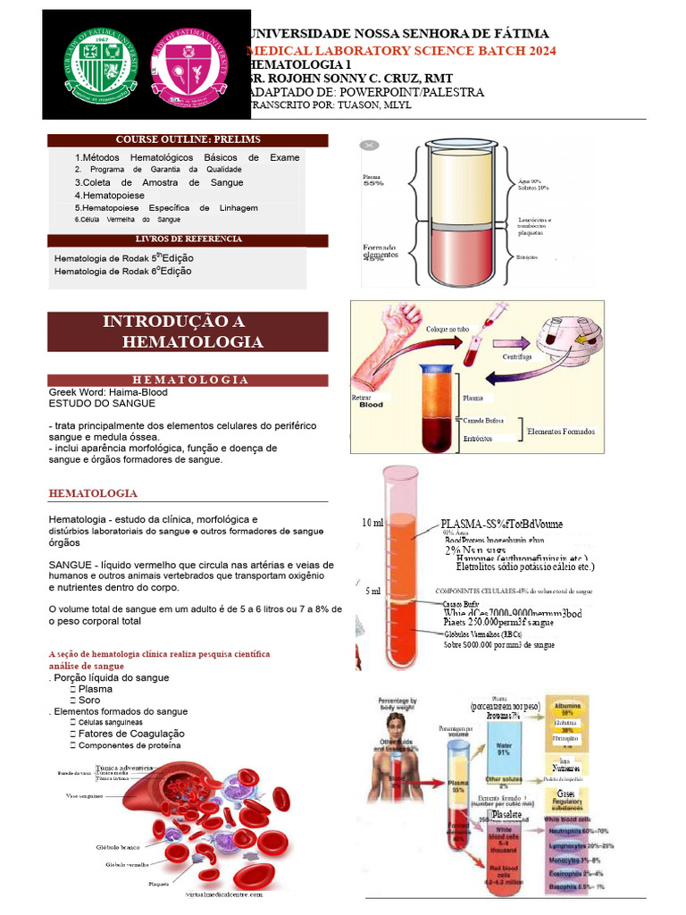 HEMA-LEC-TRANS-PRELIM | PDF | Sangue | Plasma sanguíneo
