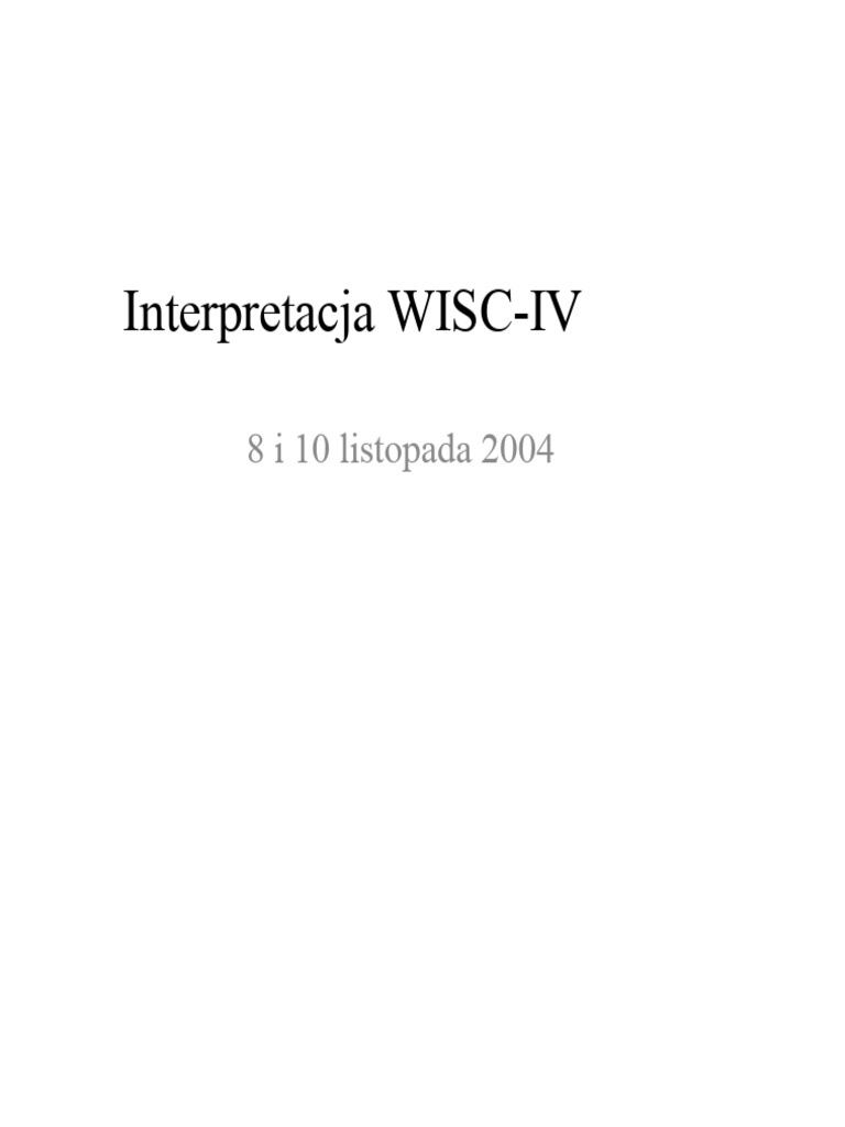 Interpretacja WISC IV | PDF
