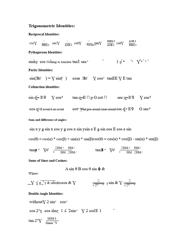 Trigonometric Identities | PDF | Trigonometric Functions | Trigonometry