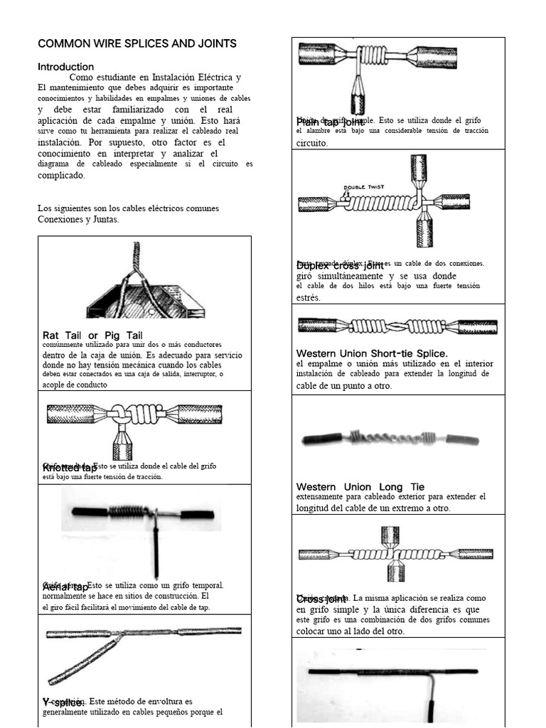 Empalmes y Uniones de Cables Comunes | PDF | Enchufes y tomas de ...