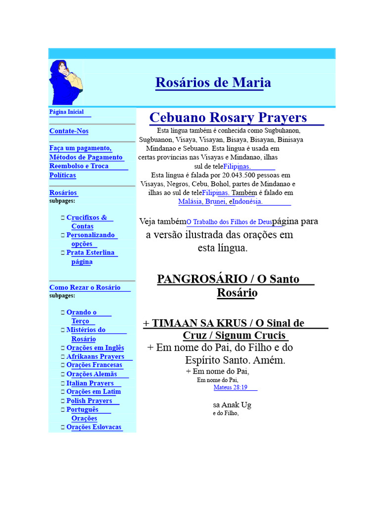 Orasyon sa Rosário sa Sebwano | PDF | Oração do Senhor | Maria, mãe de ...