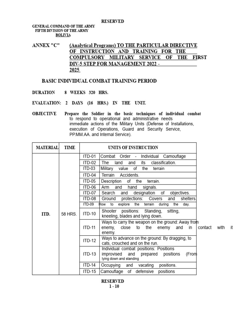 04.- ANNEX C BASIC INDIVIDUAL COMBAT PERIOD | PDF | First Aid | Shooting