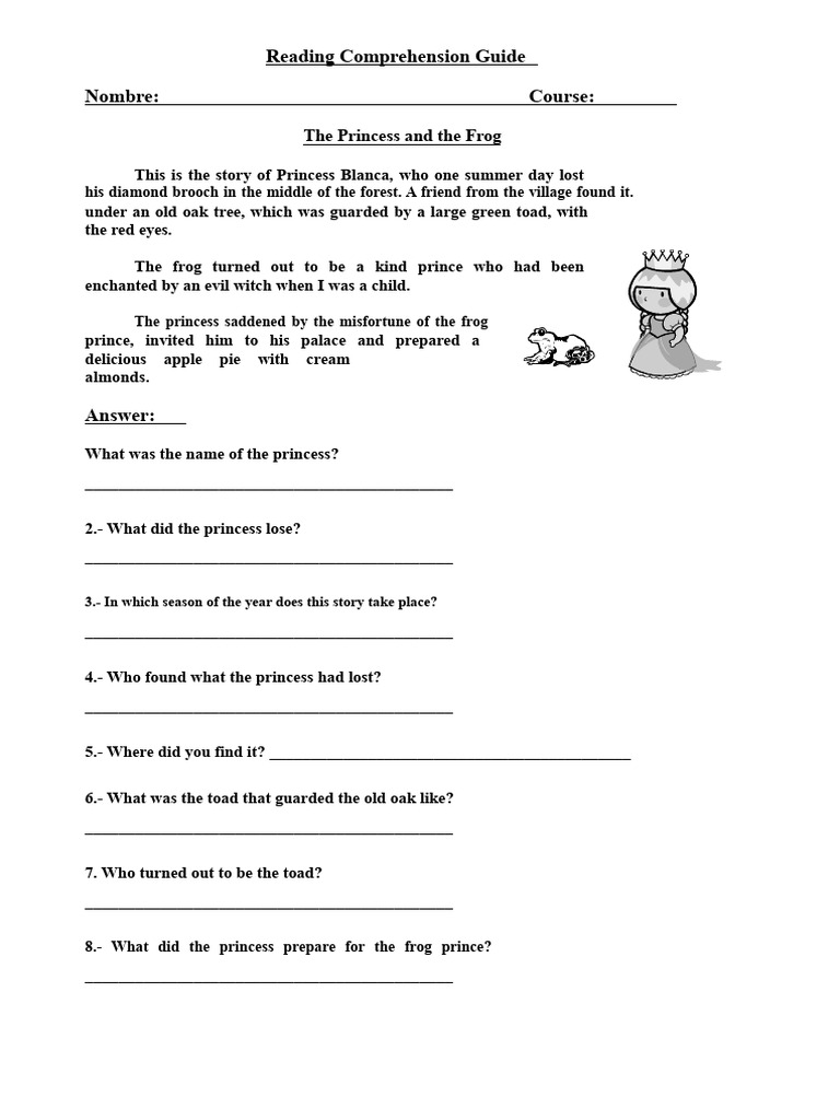 Princess and the Frog Comprehension Quiz | PDF