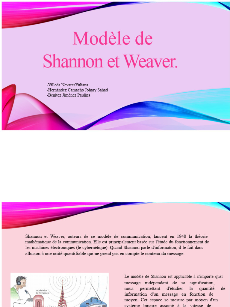 Modèle de communication de Shannon et Weaver | PDF | Informations ...