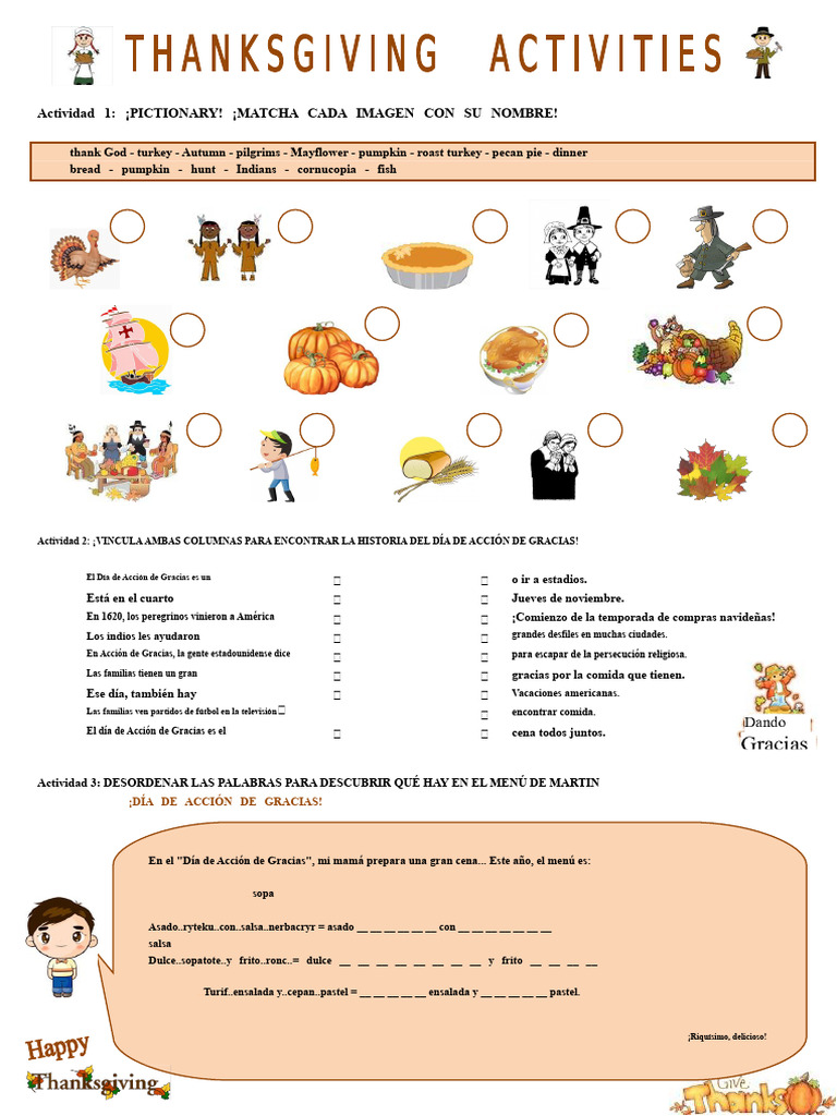 Actividades educativas sobre Acción de Gracias | PDF | Acción de ...