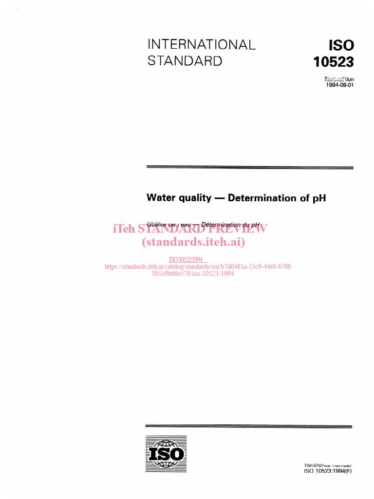 ISO 10523:1994 Standard Overview | PDF