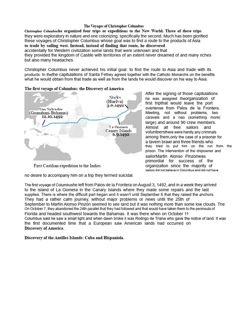 Columbus's First Voyage to America | PDF | Voyages Of Christopher ...
