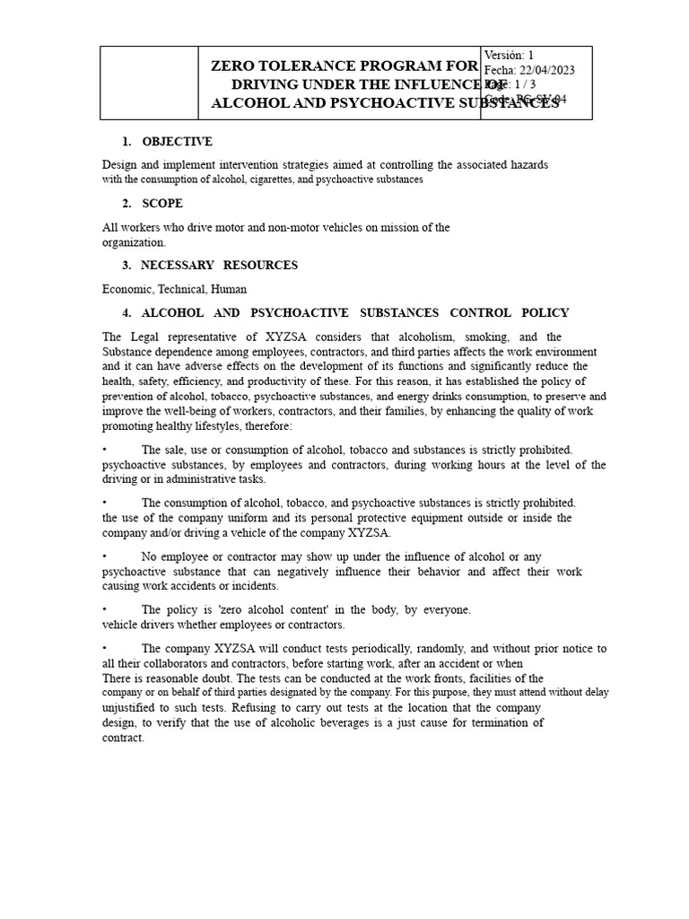 Zero Tolerance Policy for Substance Use | PDF | Psychoactive Drugs ...