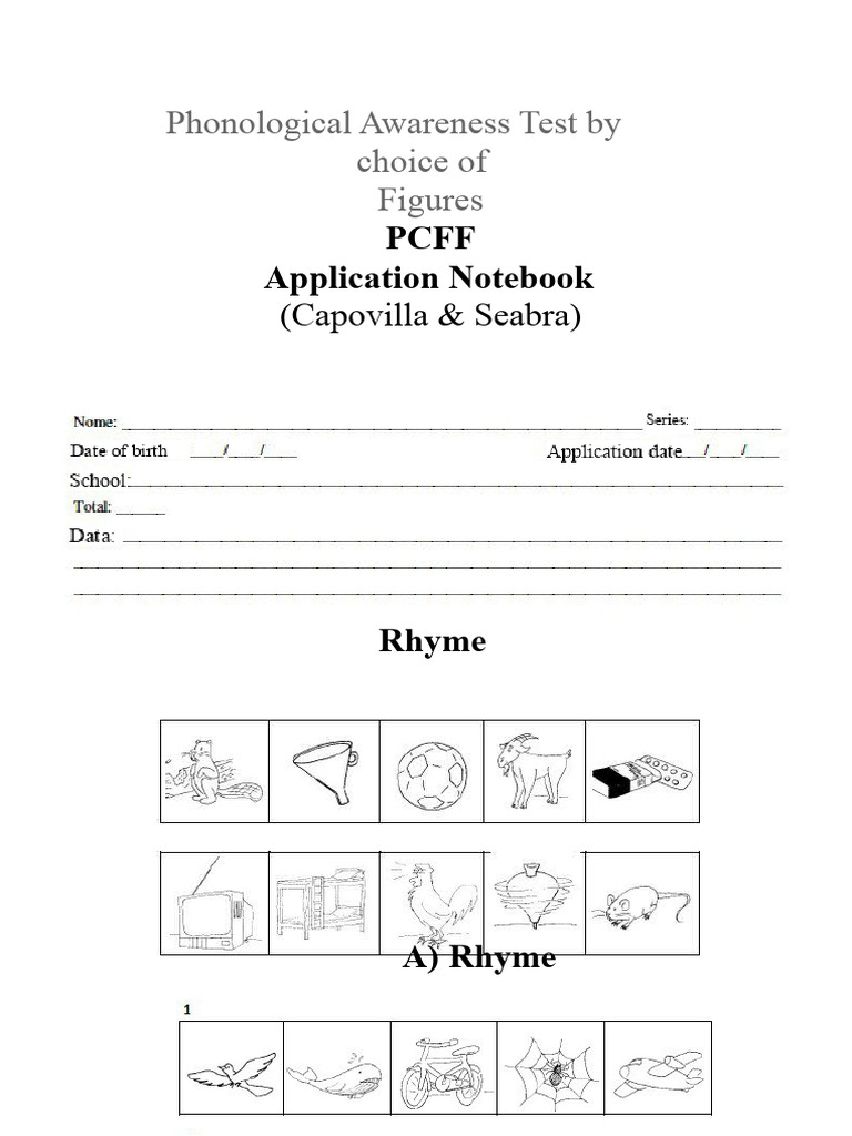 Phonological Awareness Test by Figure Selection | PDF