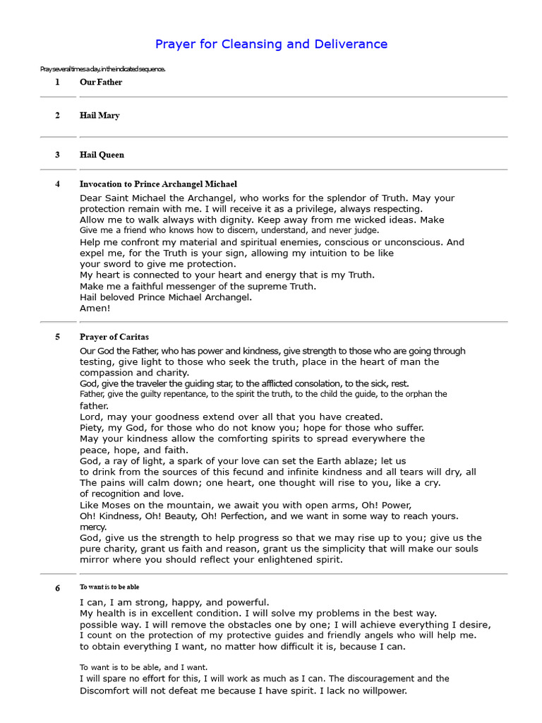Prayer for Cleansing and Disobsession | PDF | Prayer | Michael (Archangel)