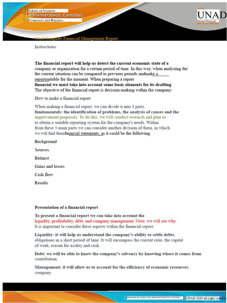 Word Template Financial Management Report - ECACEN | PDF | Debt ...