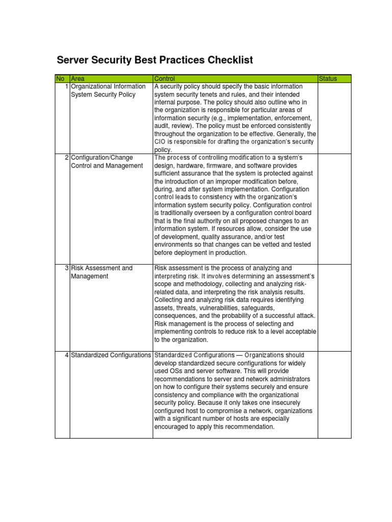 Iso27001 Server Security Best Practices Checklist Online Safety And Privacy Computer Security 