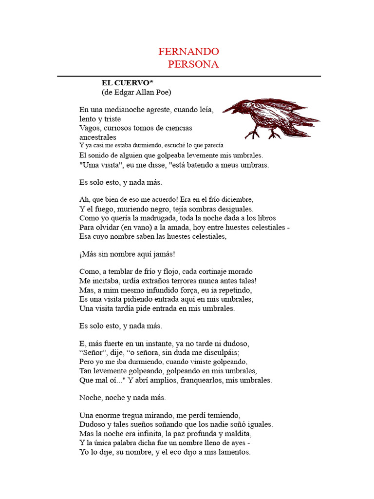 "El Cuervo: Poema de Poe en Español" | PDF | El Cuervo | Creencia ...