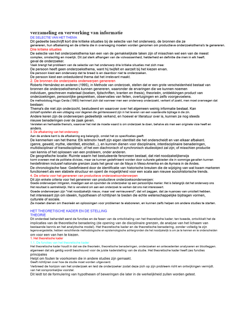 Verzameling en Verwerking Van Informatie | PDF