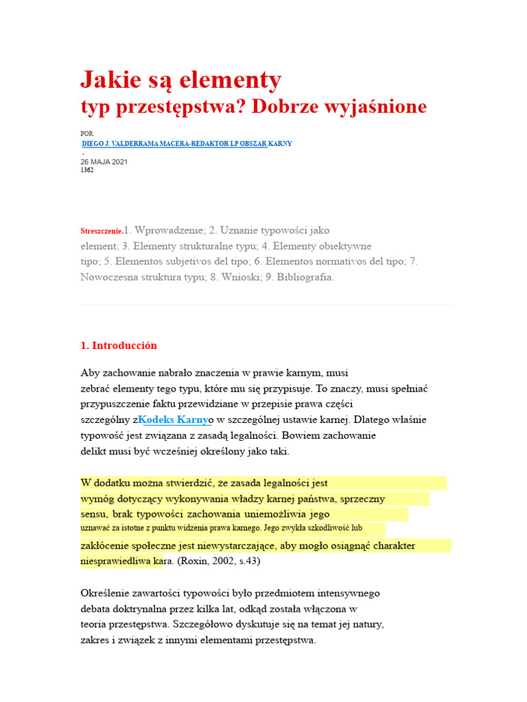 Jakie Są Elementy Przestępstwa? | PDF