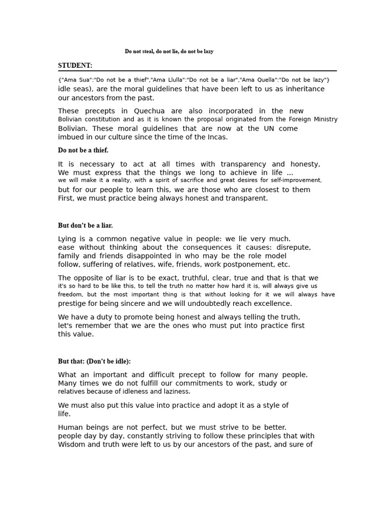 Moral Guidelines for Honest Living | PDF