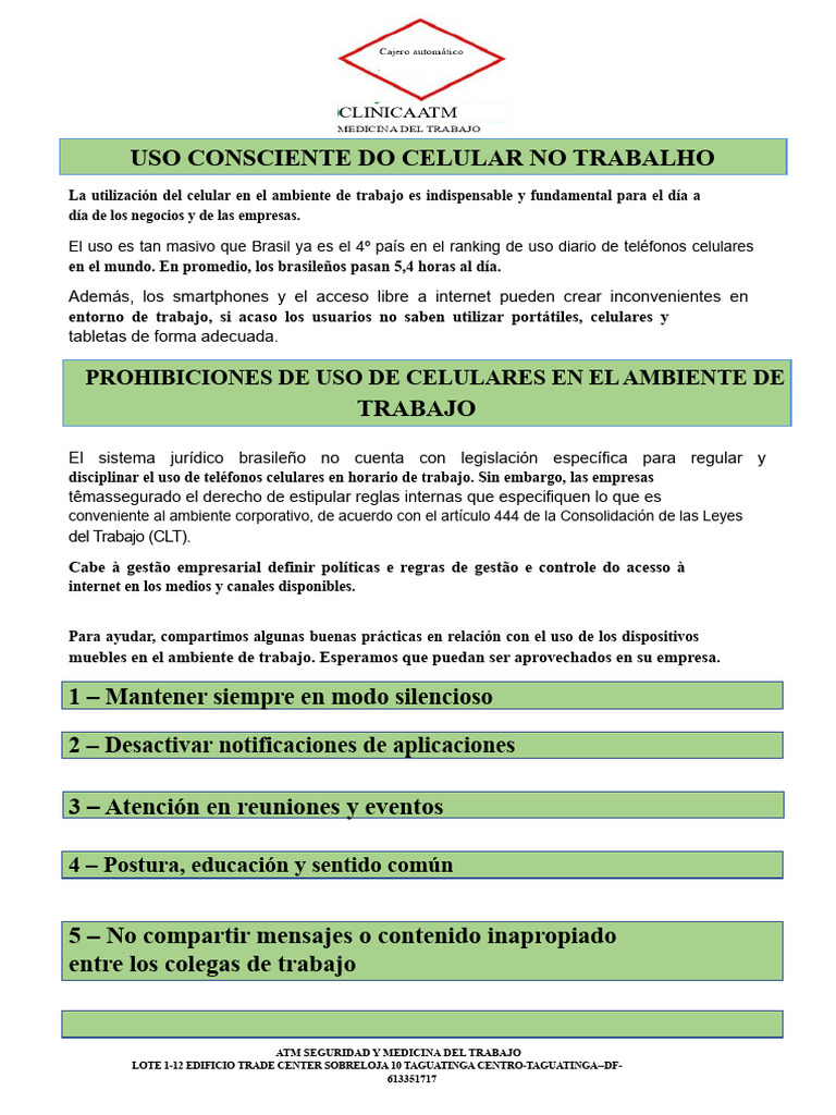 Uso Responsable del Celular en el Trabajo | PDF | Telefonía móvil ...